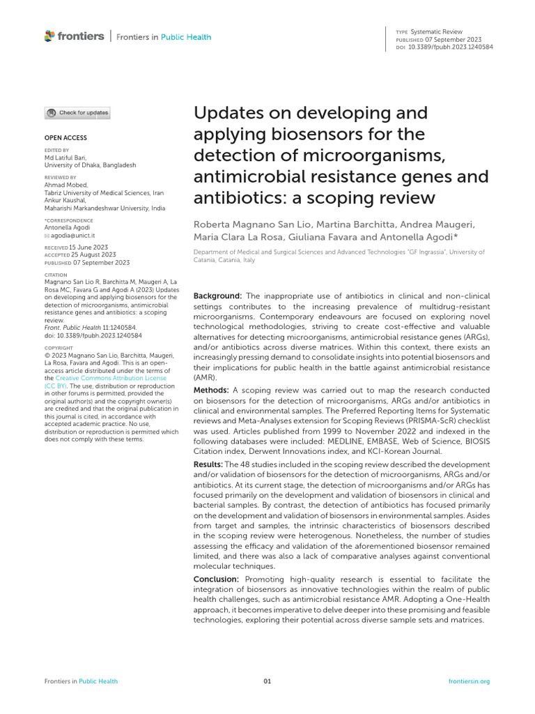 Fpubh 11 1240584 | PDF | Biosensor | Elisa