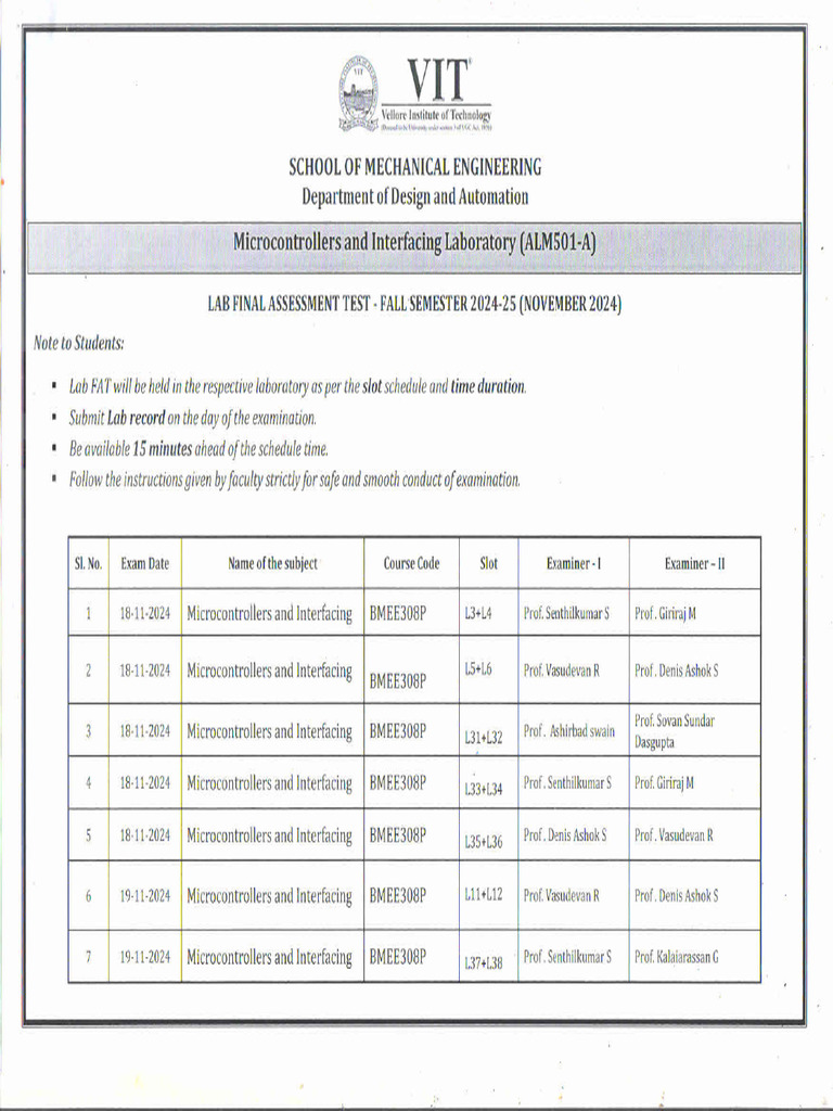 Microcontrollers and Interfacing Lab - LAB FAT - November 2024 | PDF
