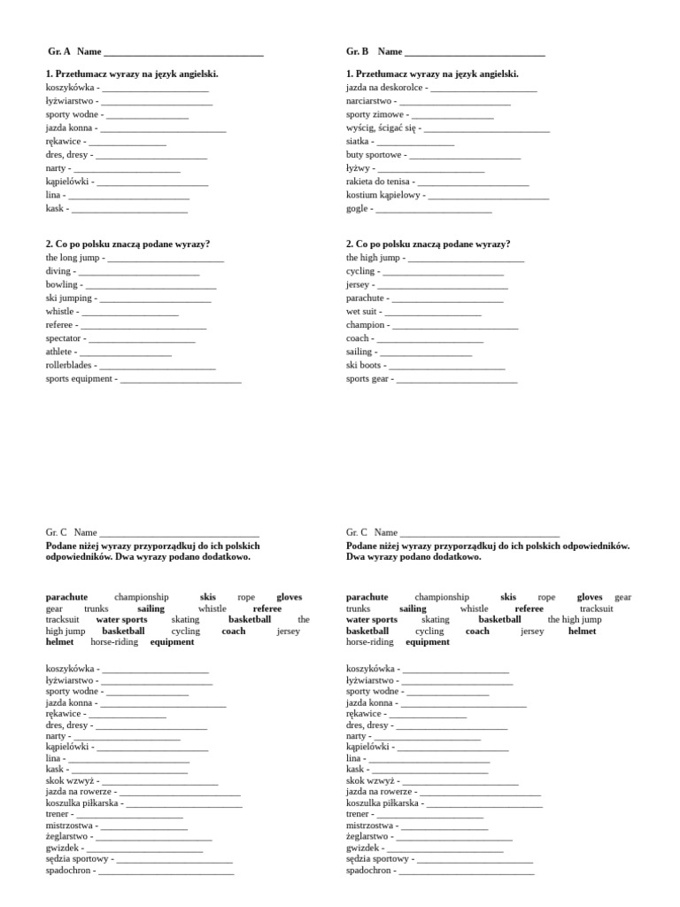 Repetytorium Unit 10 Kartkówka Ze Słówek | PDF