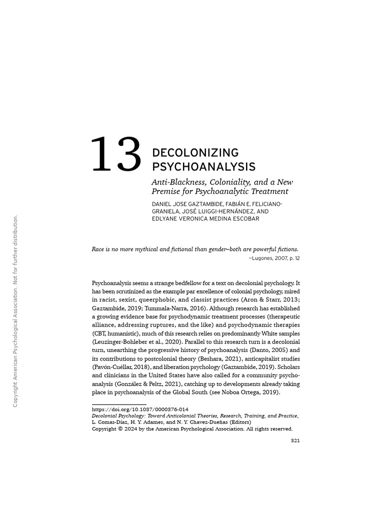 Decolonial Psychoanalysis Chapter | PDF | Psychoanalysis | Sigmund Freud