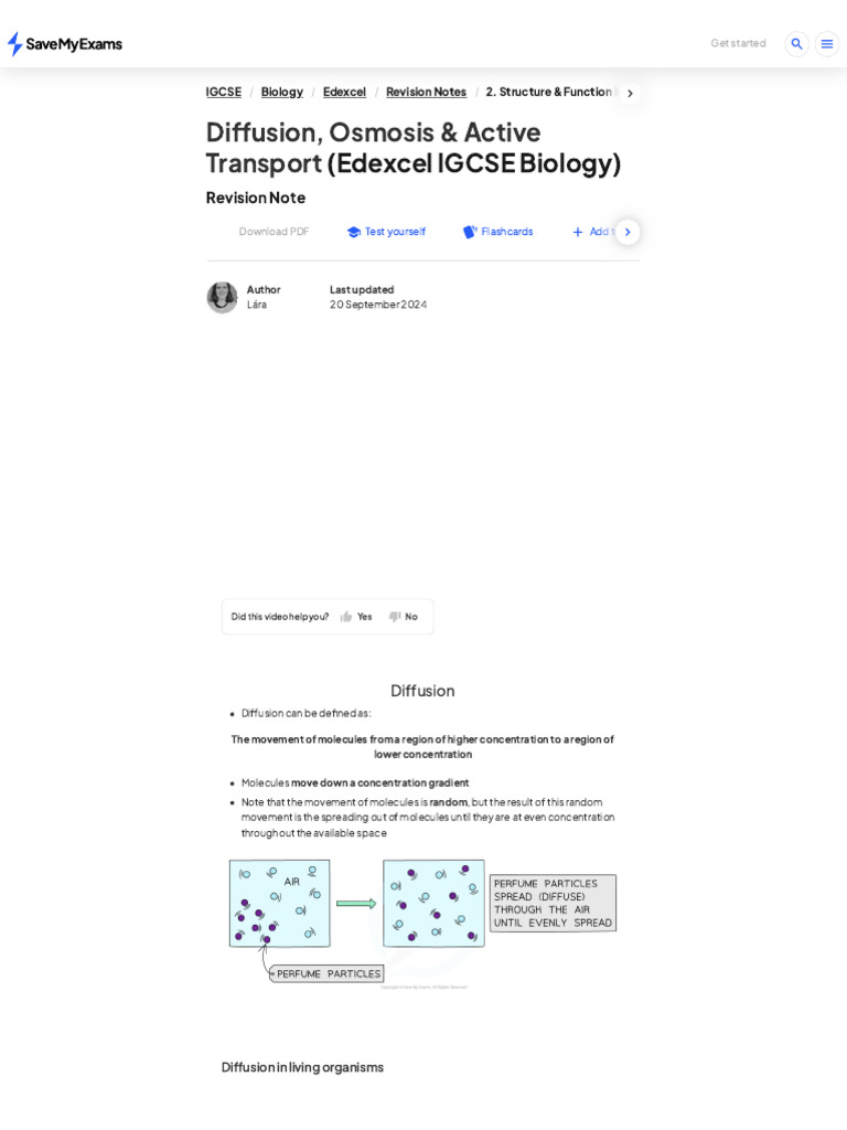 Diffusion, Osmosis & Active Transport - Edexcel IGCSE Biology Revision ...