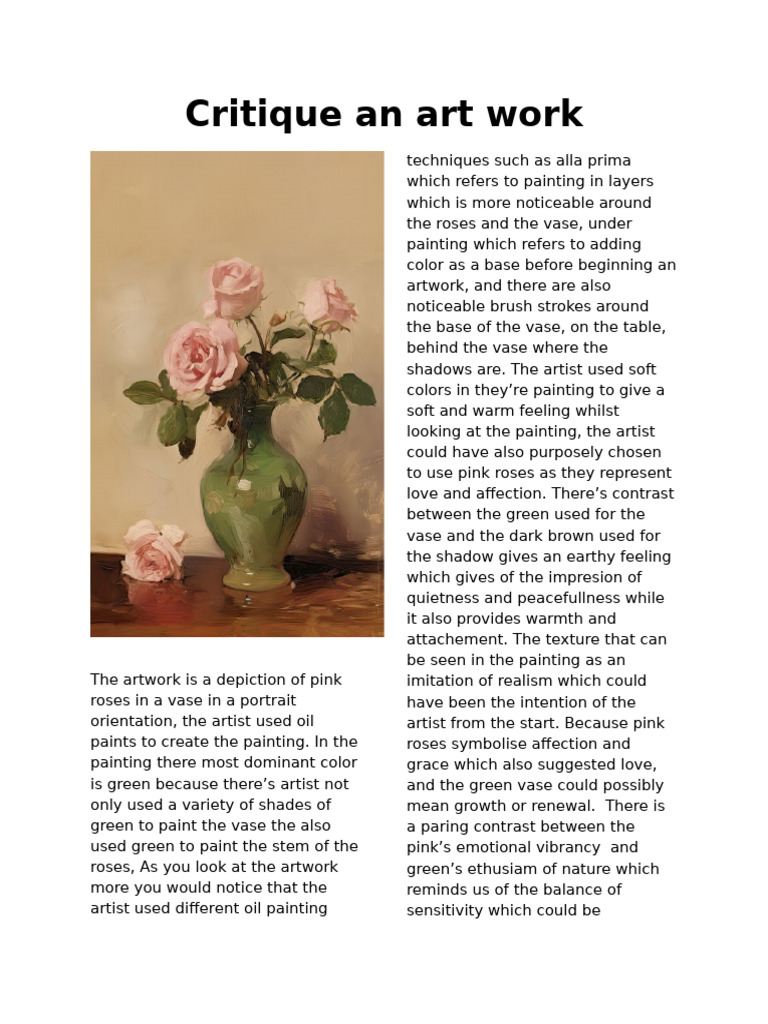 Critique an art work | PDF | Paintings | The Arts