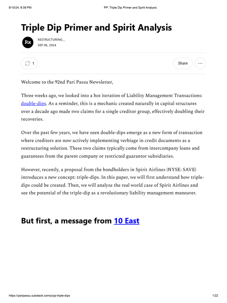 Triple-Dip Analysis: Spirit Airlines Case | PDF | Swap (Finance ...