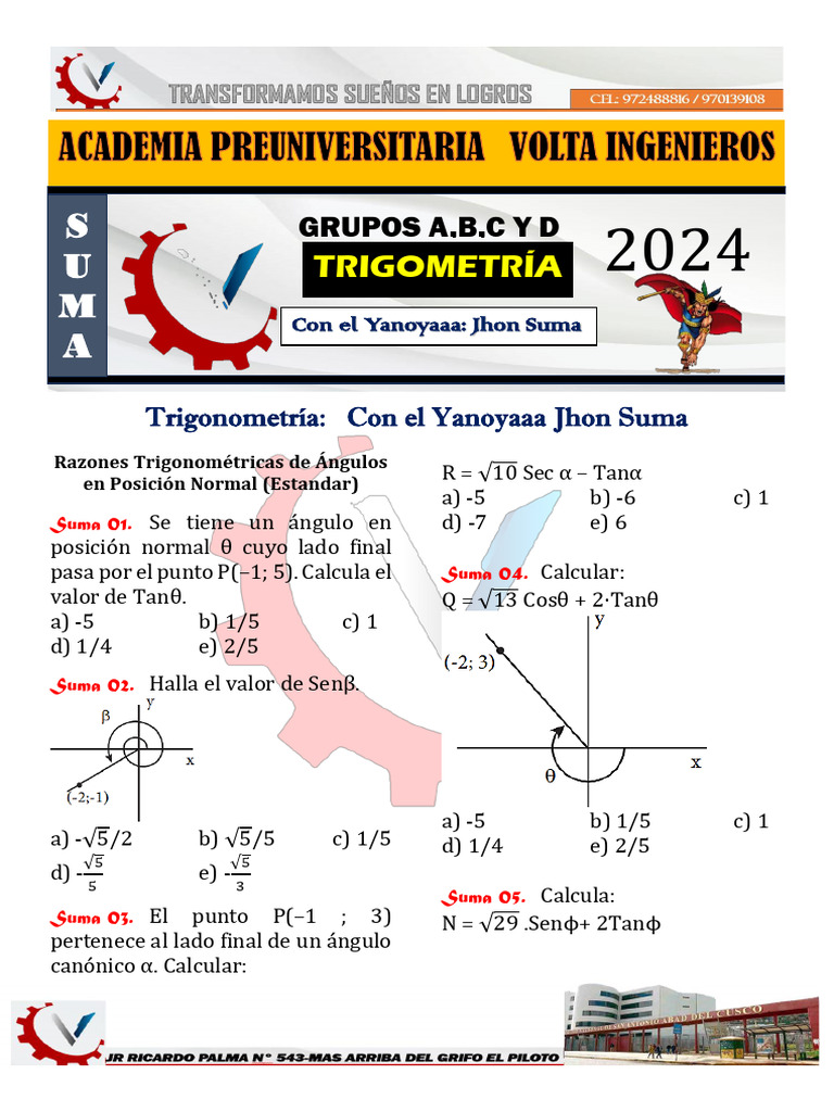 R.T de Angulos en PN Jhon Suma | PDF | Trigonometría | Geometría Elemental
