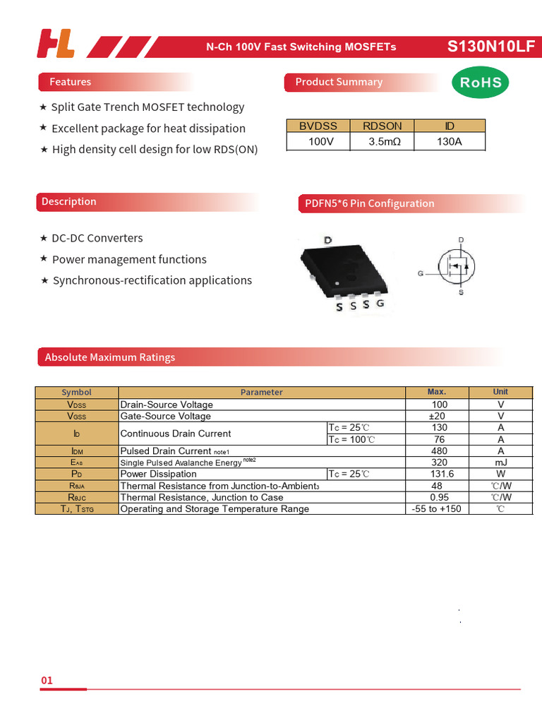 2410121759_HL-S130N10LF_C19100375 | PDF | Mosfet | Field Effect Transistor