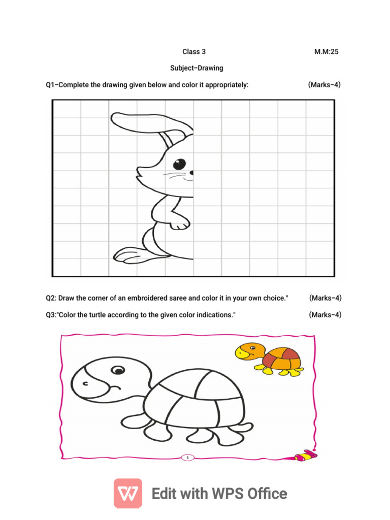 Class 3 Drawing Worksheet PDF | PDF