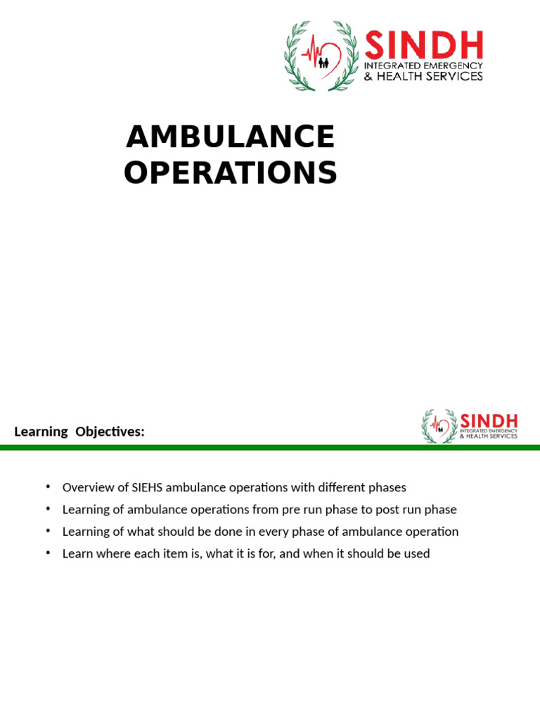 SIEHS Ambulance Operations Guide | PDF | Ambulance | Emergency Medical ...