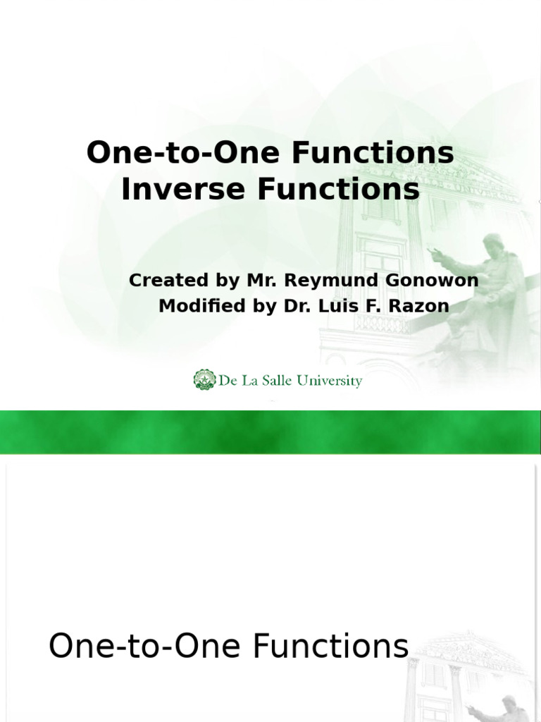 12 13 One To One And Inverse Functions 1 Pdf Function