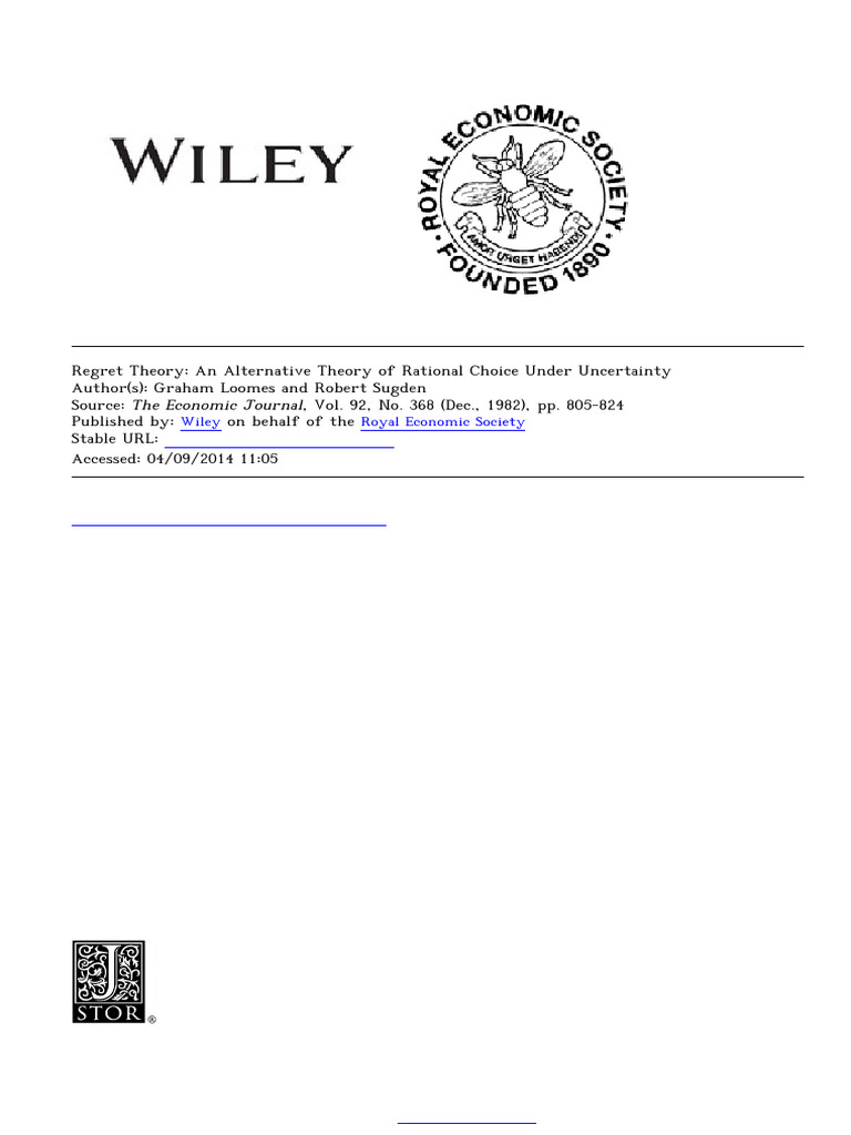 Regret Theory | PDF | Utility | Theory