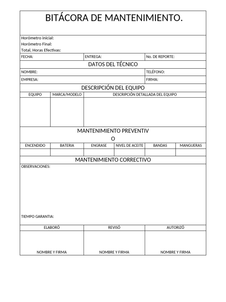 BITÁCORA-DE-MANTENIMIENTO | PDF