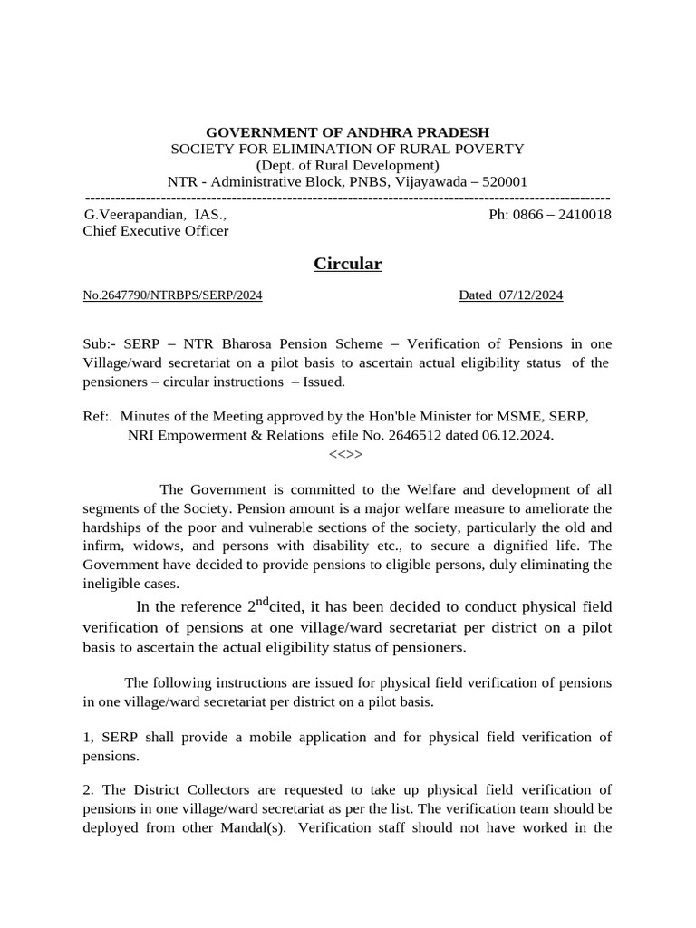 Pension Verification Pilot Instructions | PDF