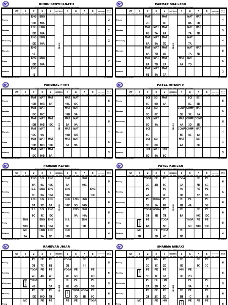 Teachers Timetable in PDF Form | PDF