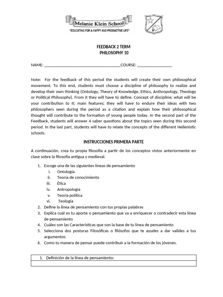Philosophy Feedback 2 Term 2021 | PDF | Razón | Conocimiento