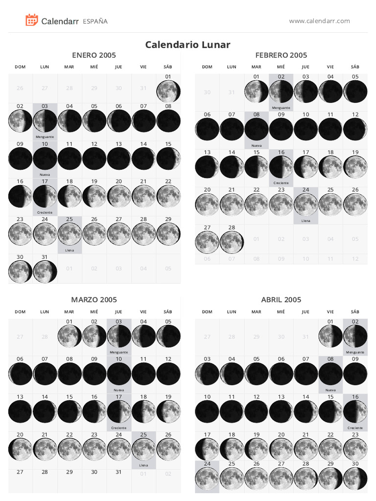 Calendario Lunar de 2005 | PDF