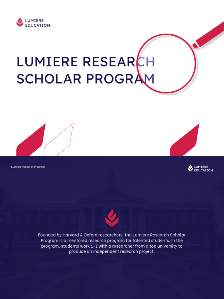 Lumiere Research Scholar Program Overview | PDF | Science | Doctor Of ...