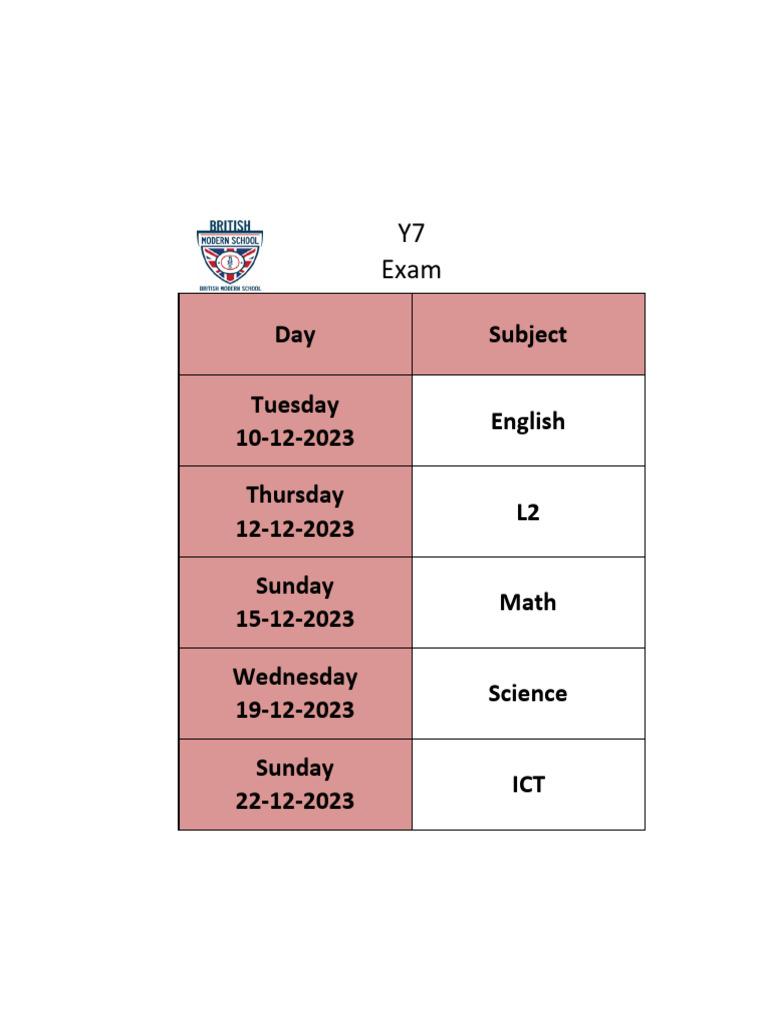 Exam Y7 | PDF