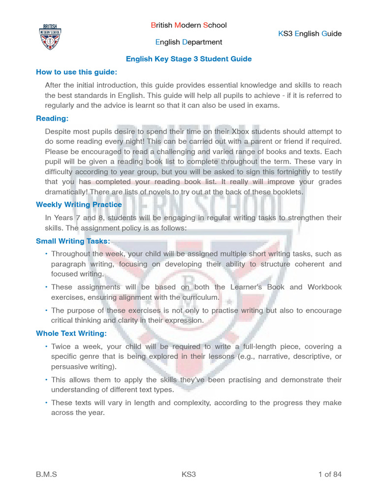 KS3 English Study Guide | PDF | Comma | Syntax