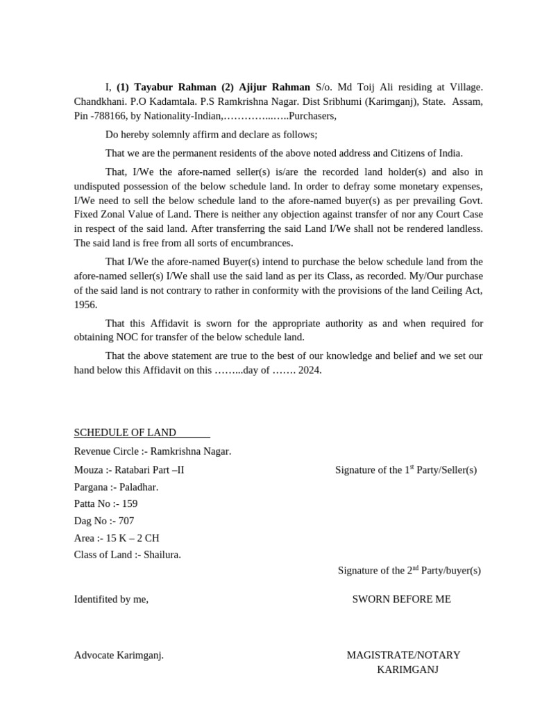 NOC Affidavit 2nd Page | PDF