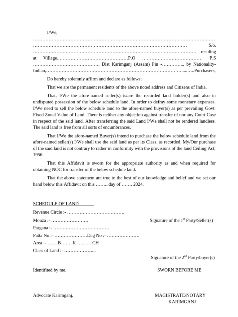 NOC Affidavit 2nd Page Blank | PDF