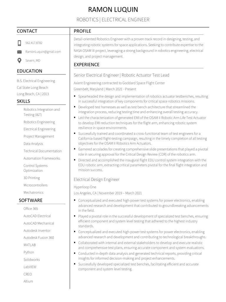 Dice_Resume_CV_Ramon_Luquin | PDF | Robotics | Goddard Space Flight Center