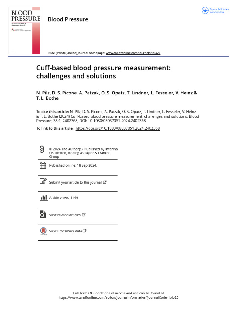 Cuff-Based BP Measurement Insights | PDF | Blood Pressure | Hypertension