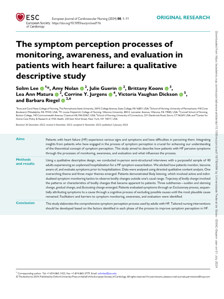Symptom Perception 2024 | PDF | Diseases And Disorders | Clinical Medicine