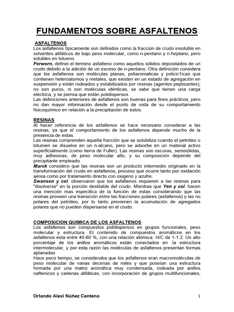 Fundamentos Sobre Los Asfaltenos | PDF | Coloide | Petróleo