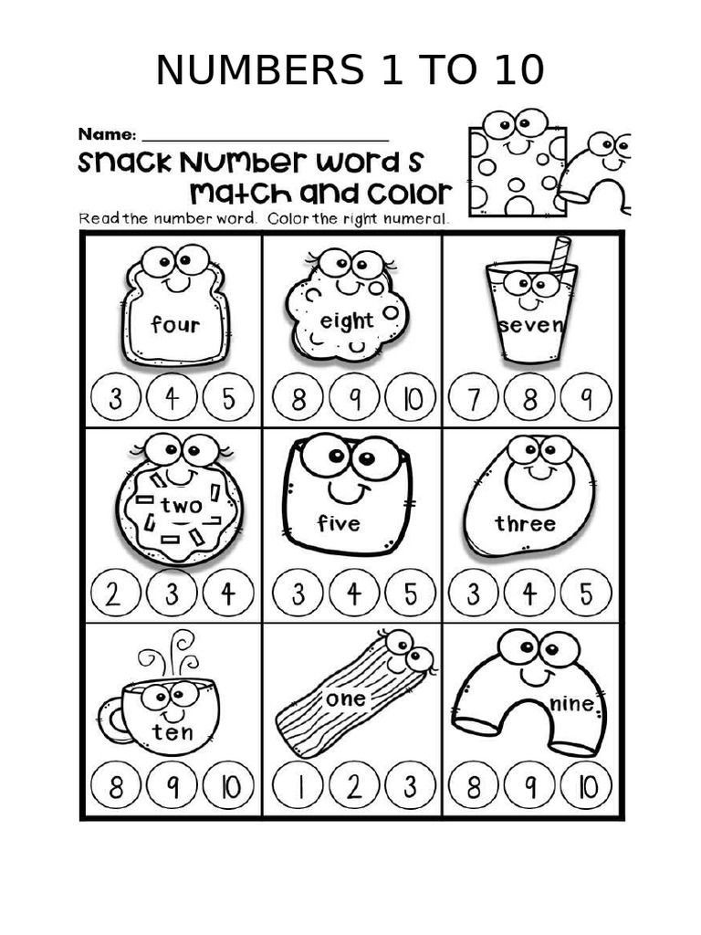 Numbers 1 To 10 | PDF