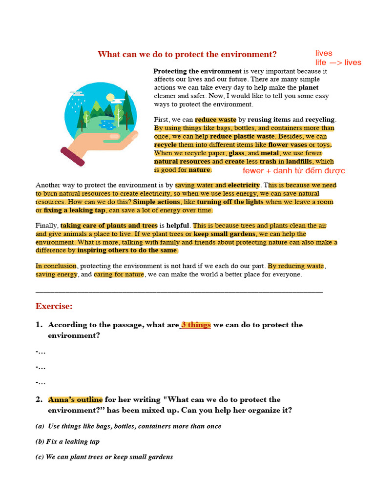 Easy Ways to Protect the Environment | PDF | Waste | Recycling