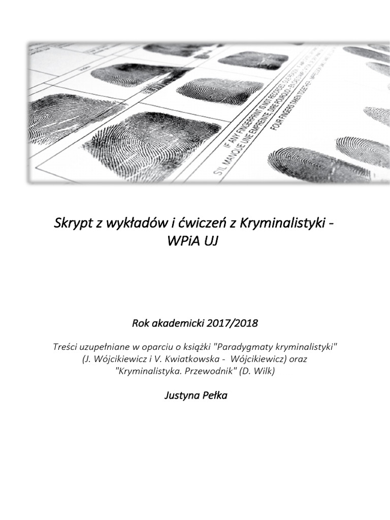 Skrypt Z Kryminalistyki 2017-18 J.P. | PDF