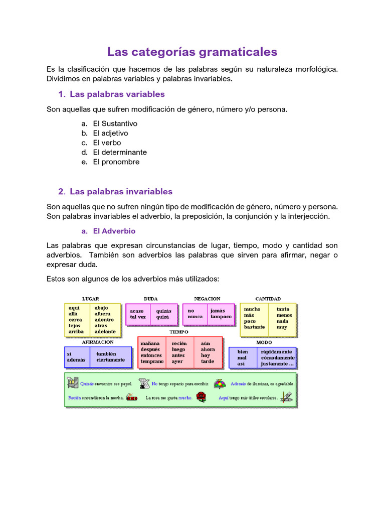 Las Categorías Gramaticales | PDF