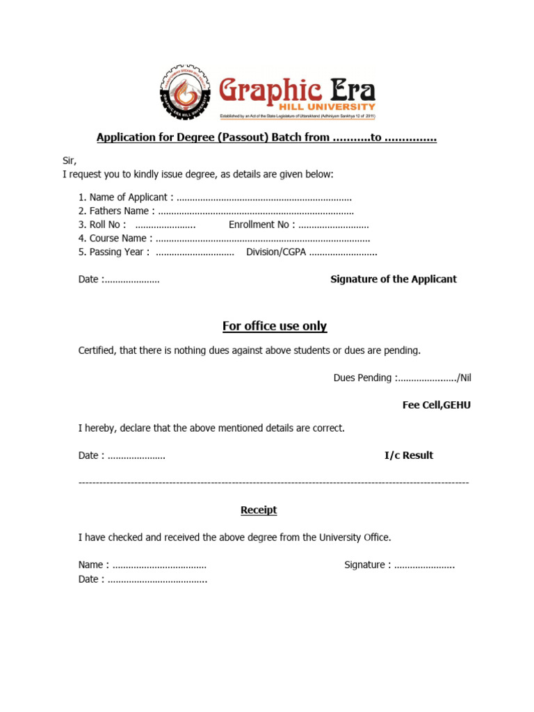 Degree Application Form Template | PDF