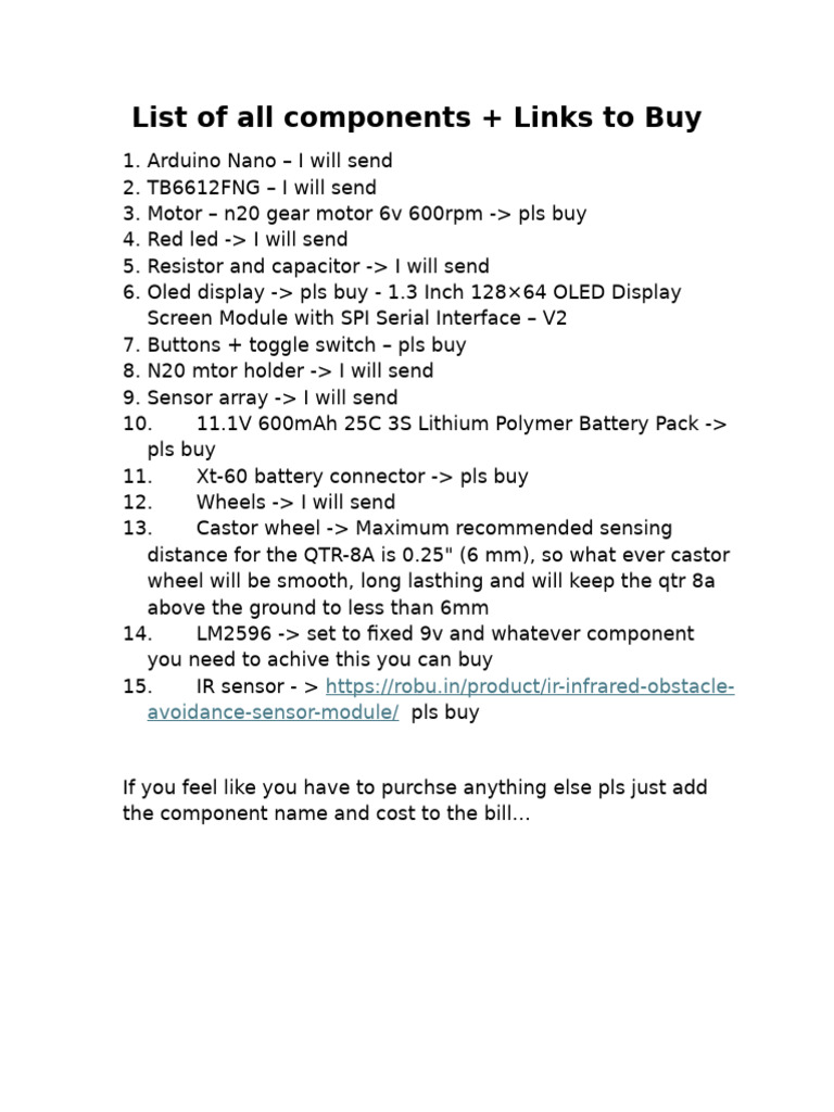 List of all components -> V2 pcb bot | PDF