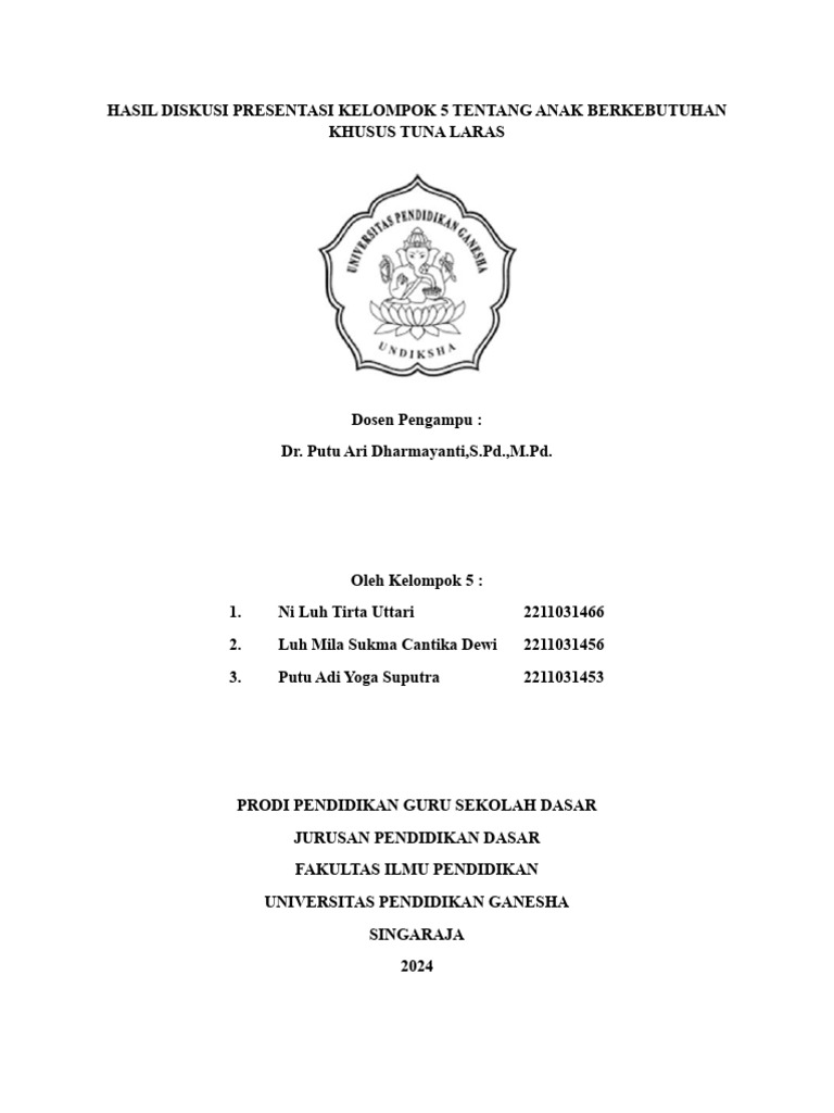 Hasil Diskusi Presentasi Kelompok 5 Tentang Anak Berkebutuhan Khusus ...