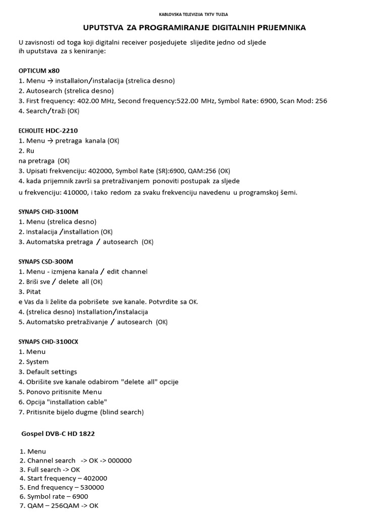 Uputstvo Za Programiranje-1 | PDF