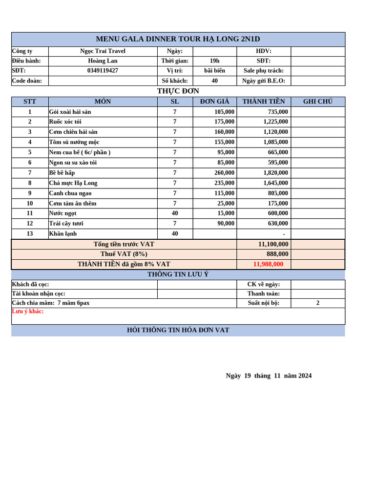 Menu Gala Dinner | PDF