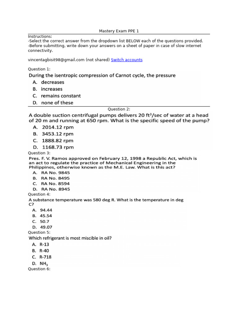 Mastery Exam PPE 1 | PDF