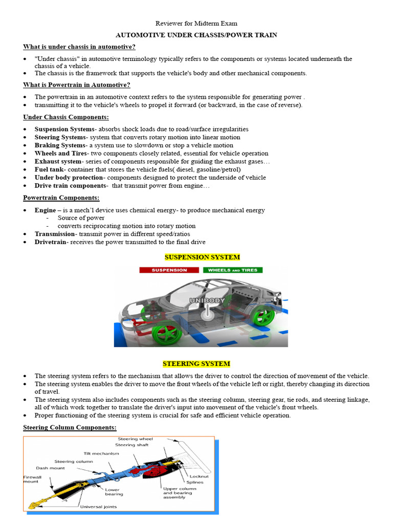 Automotive Under Chassis & Powertrain Guide | PDF | Brake | Steering