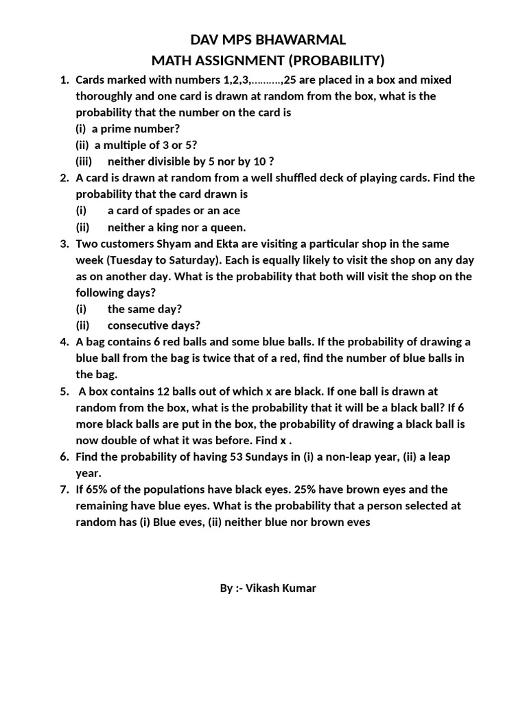 Math Assignment (Probability) - 102140 | PDF