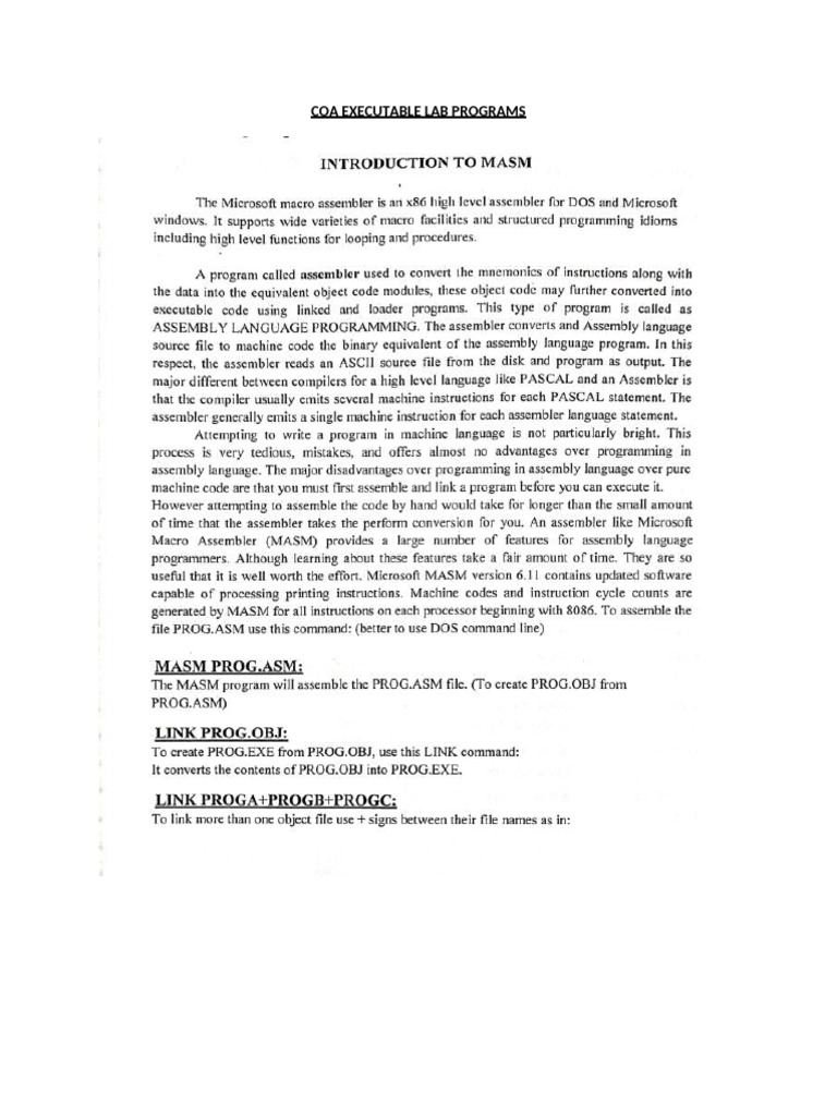 Coa Executable Lab Programs | PDF