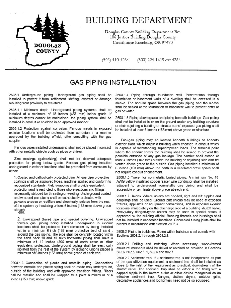 Douglas County Gas Piping Guidelines | PDF | Pipe (Fluid Conveyance ...