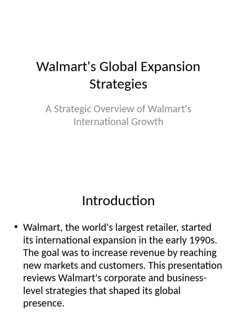 Walmart's Global Expansion Strategies | PDF