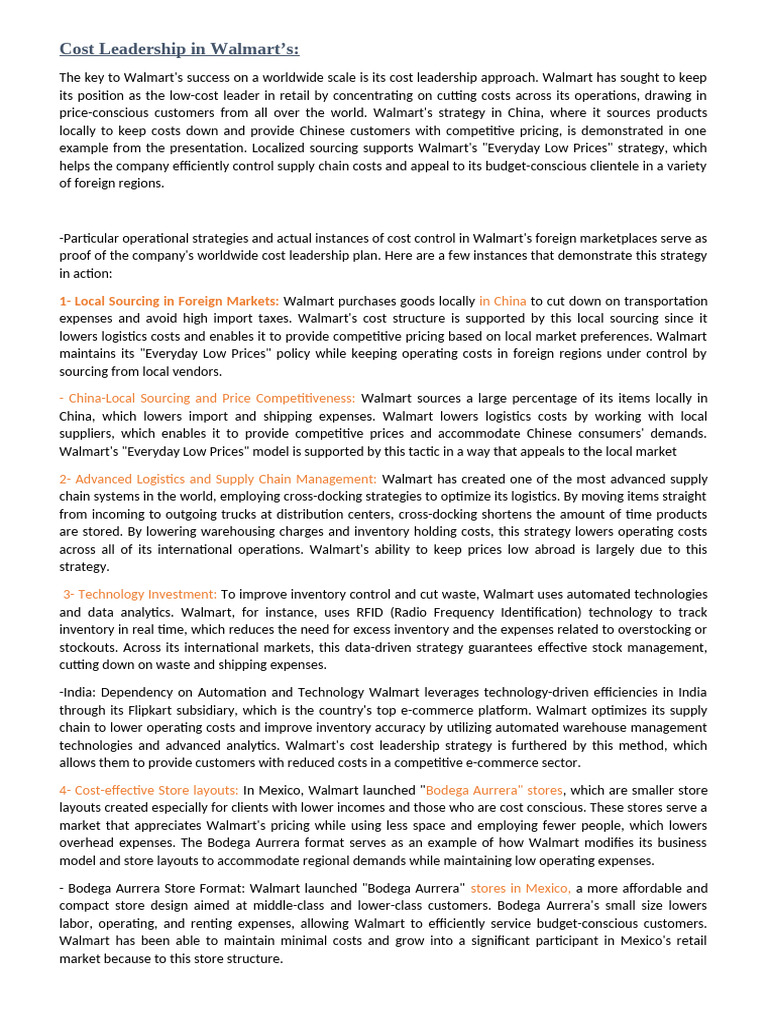 SARA Walmart case study | PDF | Walmart | Pricing