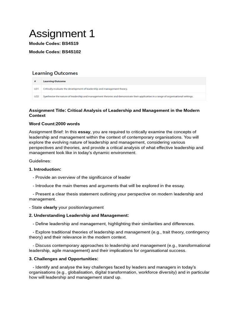 Assignment 1 DR PT 2024 251 | PDF | Critical Thinking | Leadership