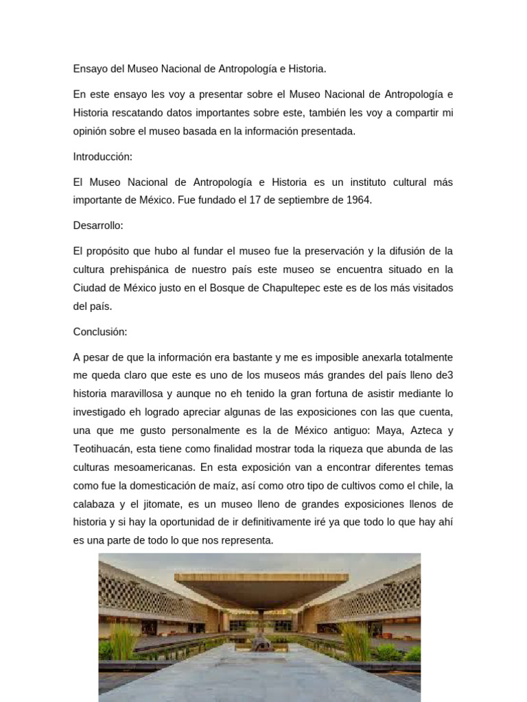 Ensayo del Museo Nacional de AntropologÃ_a e Historia | PDF