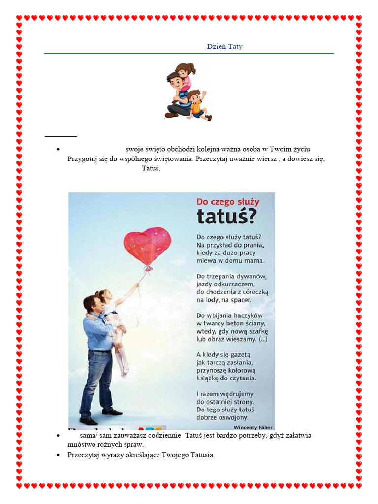 Zadania Dzień Taty | PDF