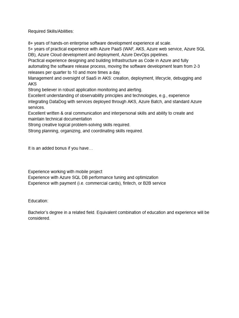 Azure Software Development Expert Role | PDF