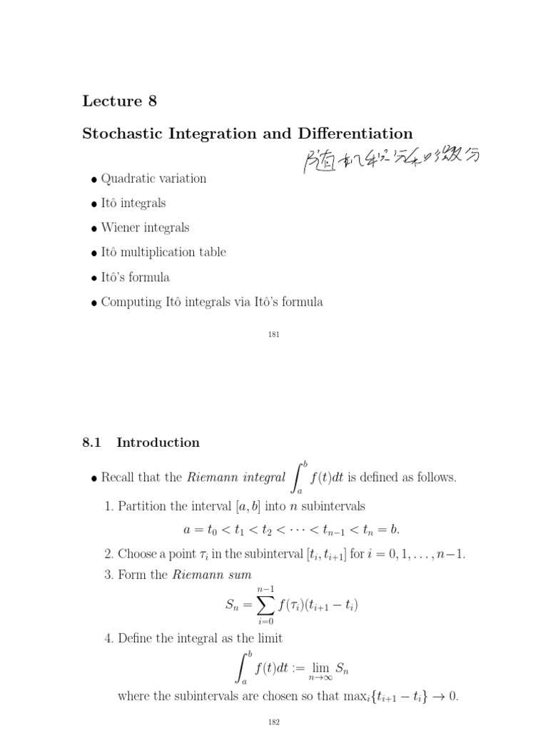 Stochastic Calculus for Finance | PDF | Integral | Measure Theory