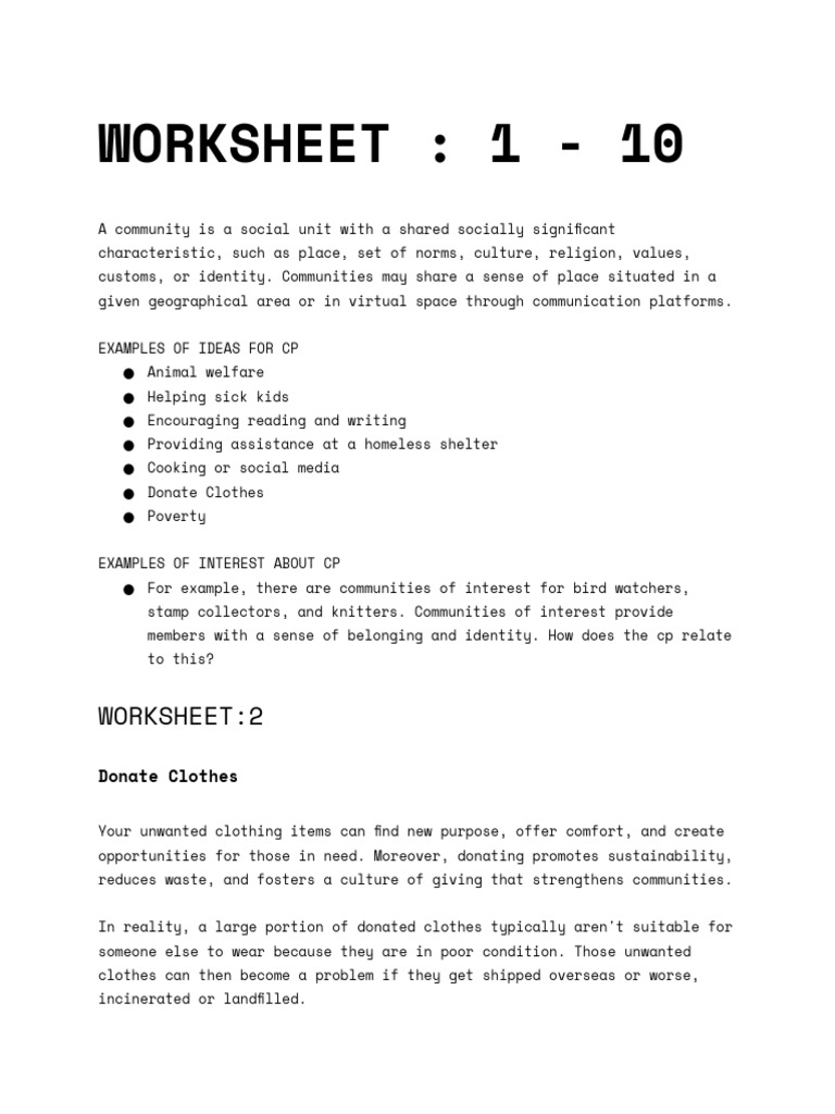 Worksheet _1-11 | PDF | Poverty | Poverty & Homelessness
