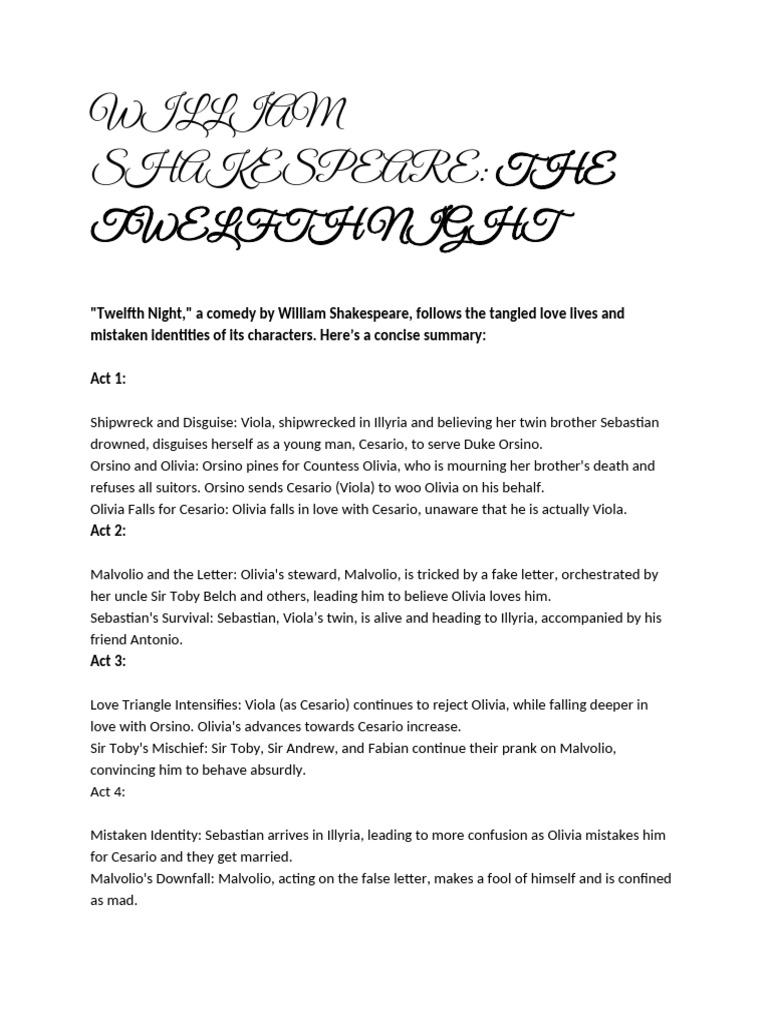 William Shakespeare - The Twelfth Night | PDF